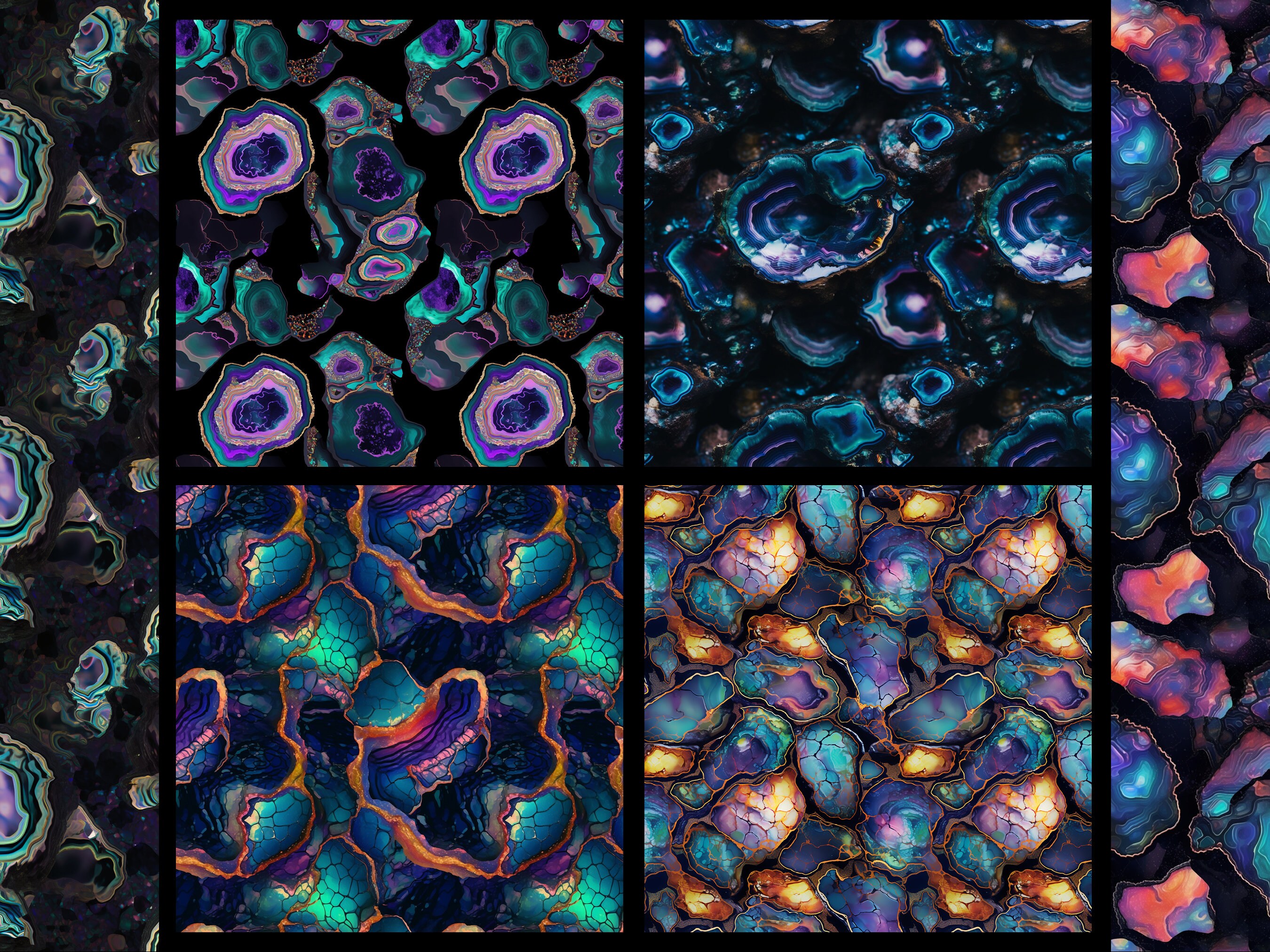 Opal Iridescent Geode Digital Papers, Colorful Agate Seamless Pattern ...