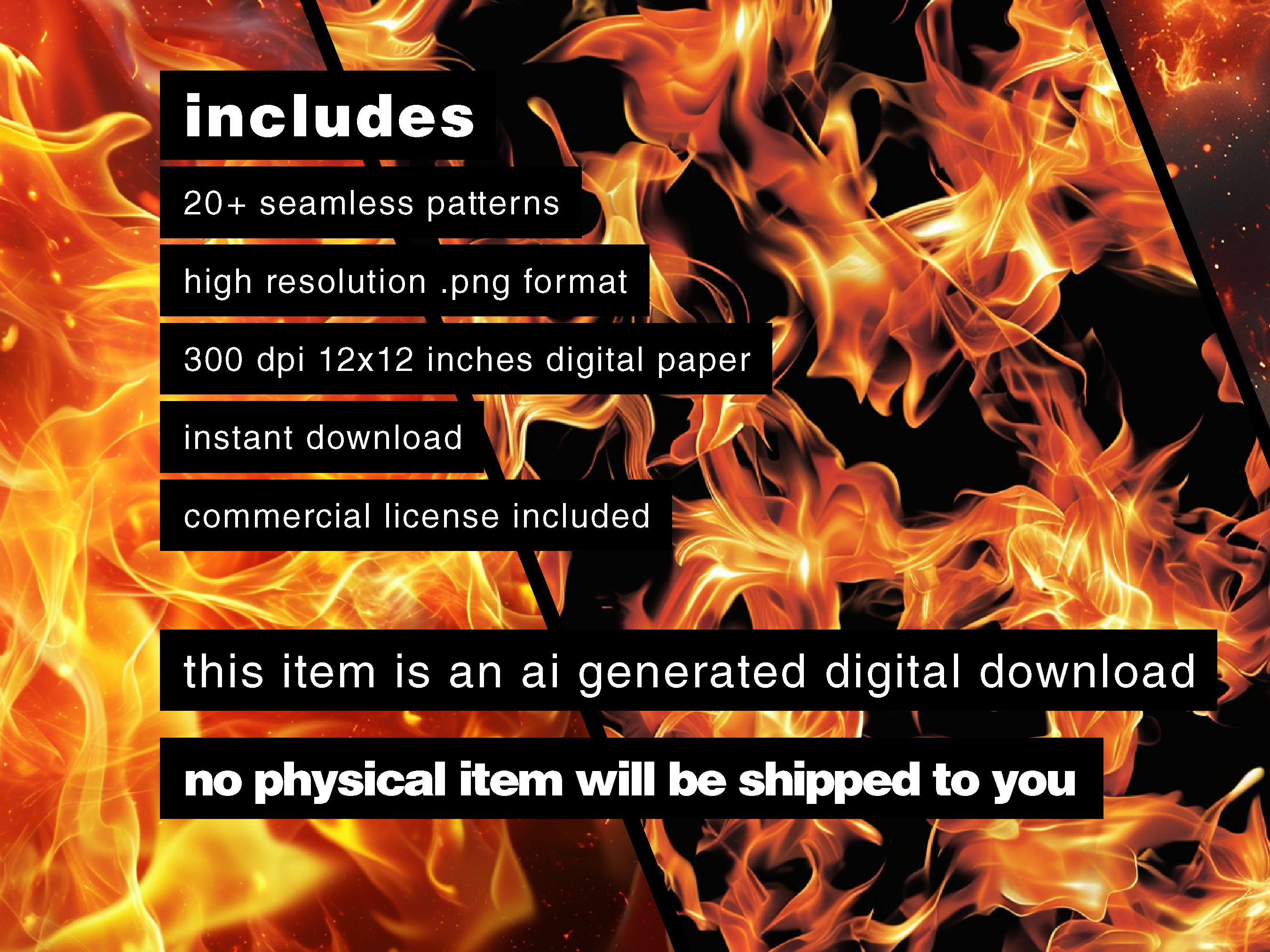 Fire Junk Journal Fire Background Blazing Flames Png Fire Seamless ...