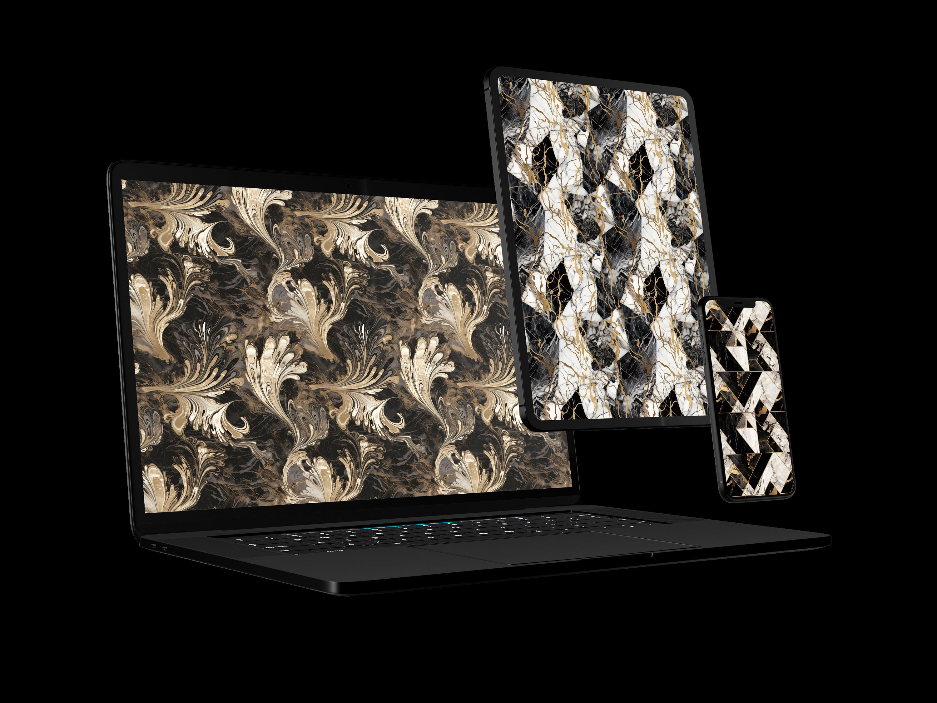 Ivory Black and Gold Marble Digital Papers, 20 Fancy Geode Seamless ...