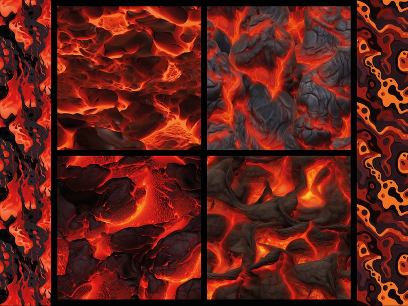 Lava Digital Paper Seamless Pattern Volcano Background Lava Flow ...