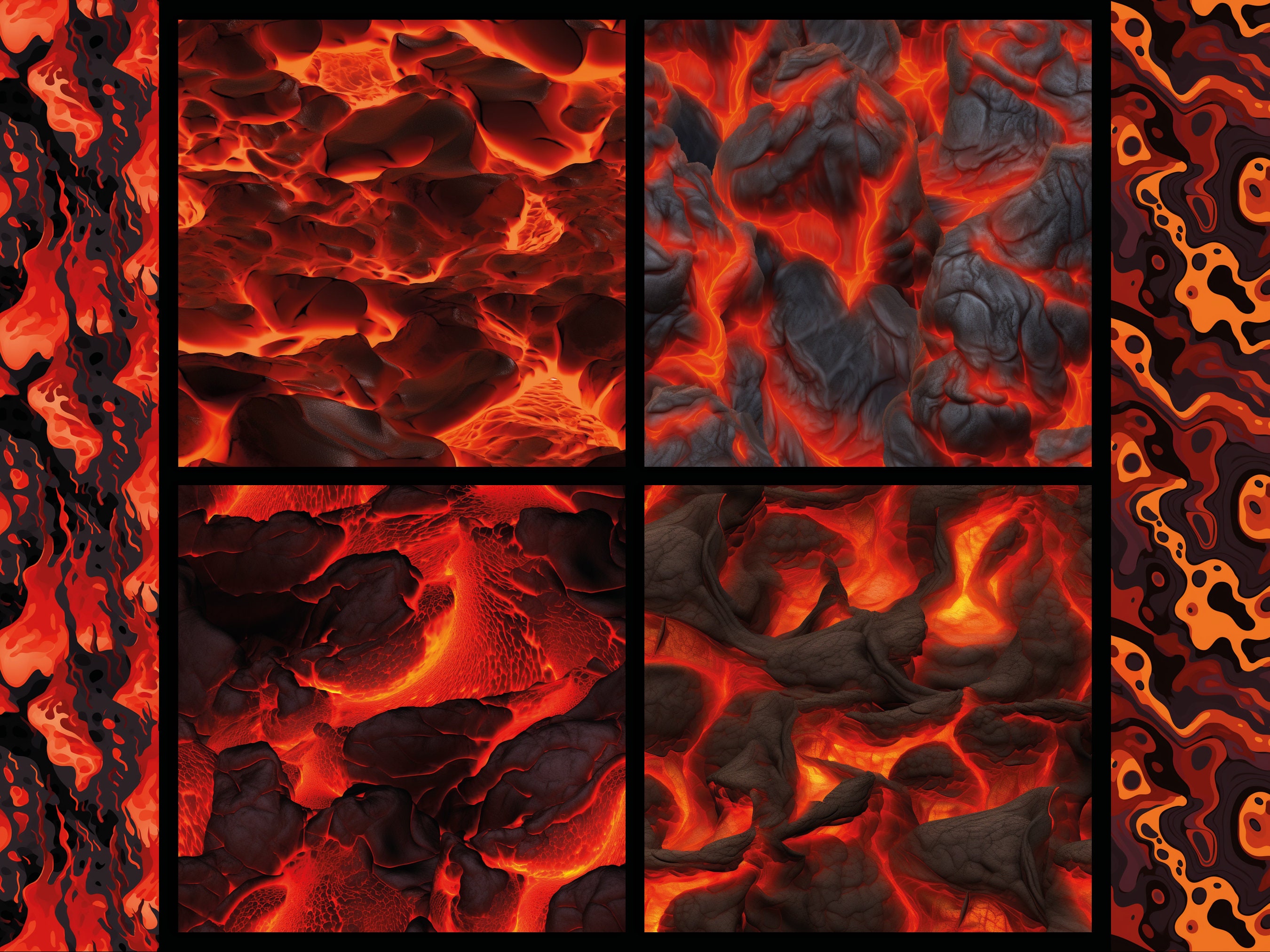 Lava Digital Paper Seamless Pattern Volcano Background Lava Flow ...