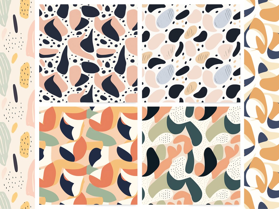 Trendy Boho Minimal Digital Paper Minimalistic Seamless Patterns Trendy ...