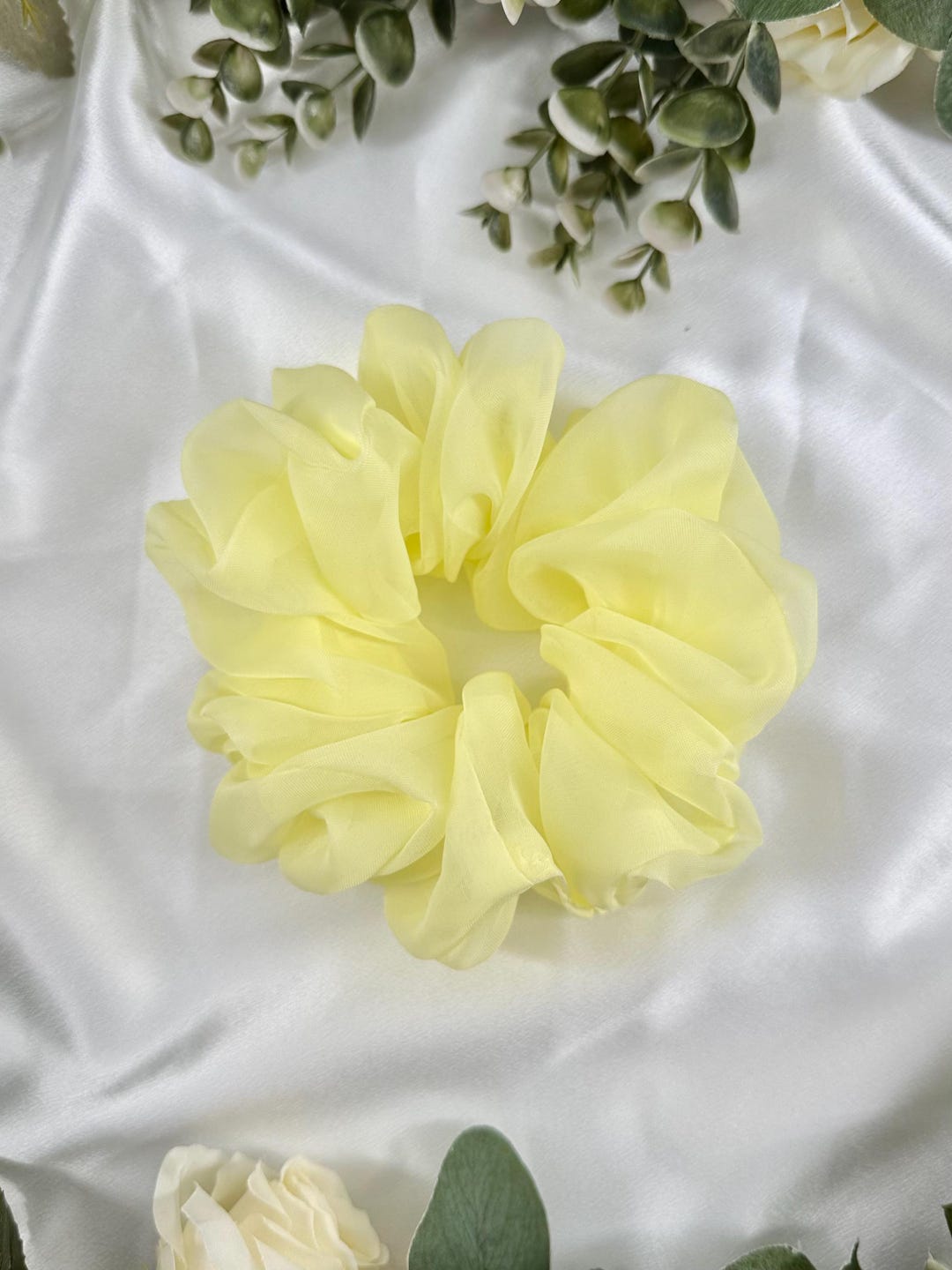 Lemon Yellow Sheer Scrunchie - XL Jumbo Scrunchie, Voile, Oversized ...