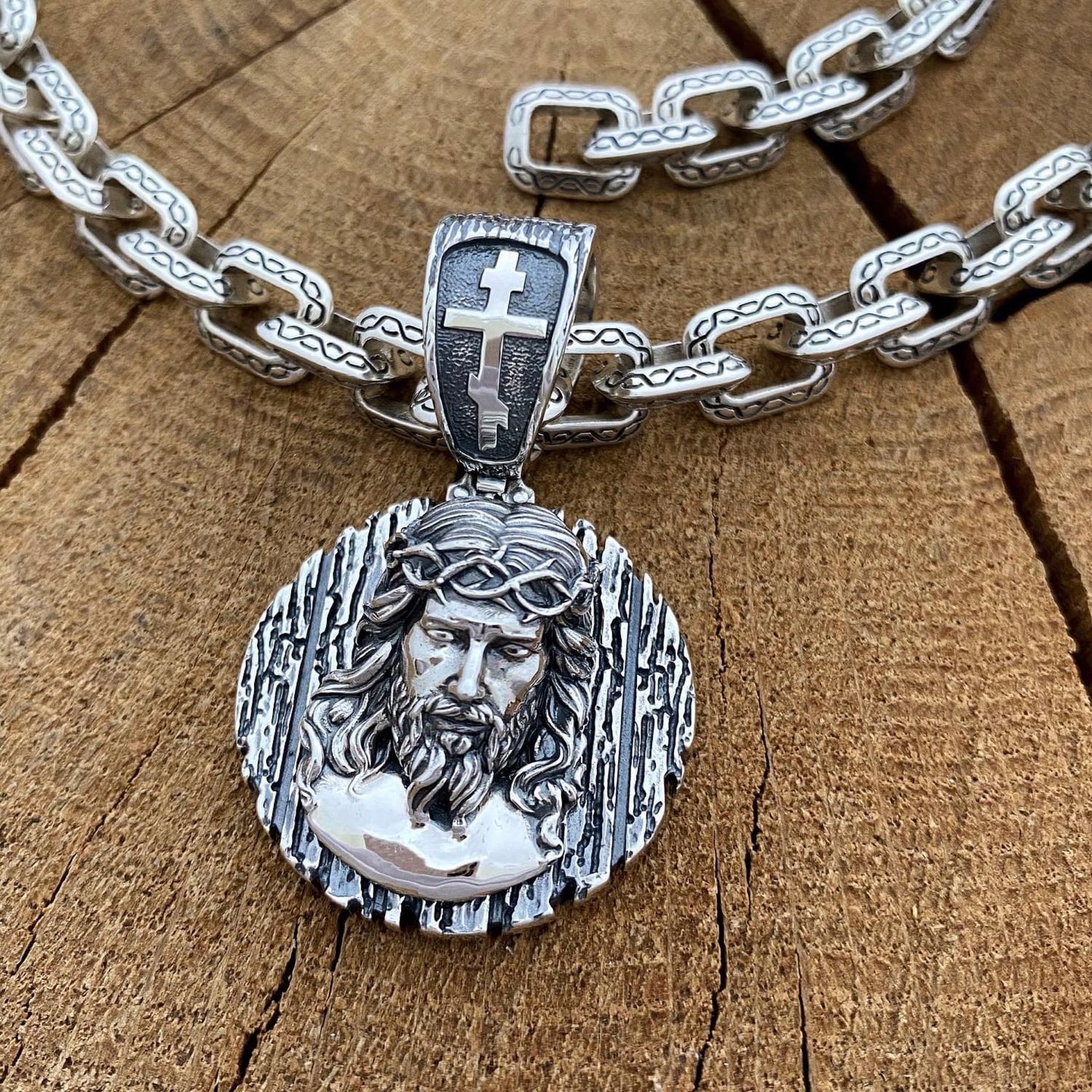 Designer 925 Sterling Silver Chain With Jesus Christ Pendant ...