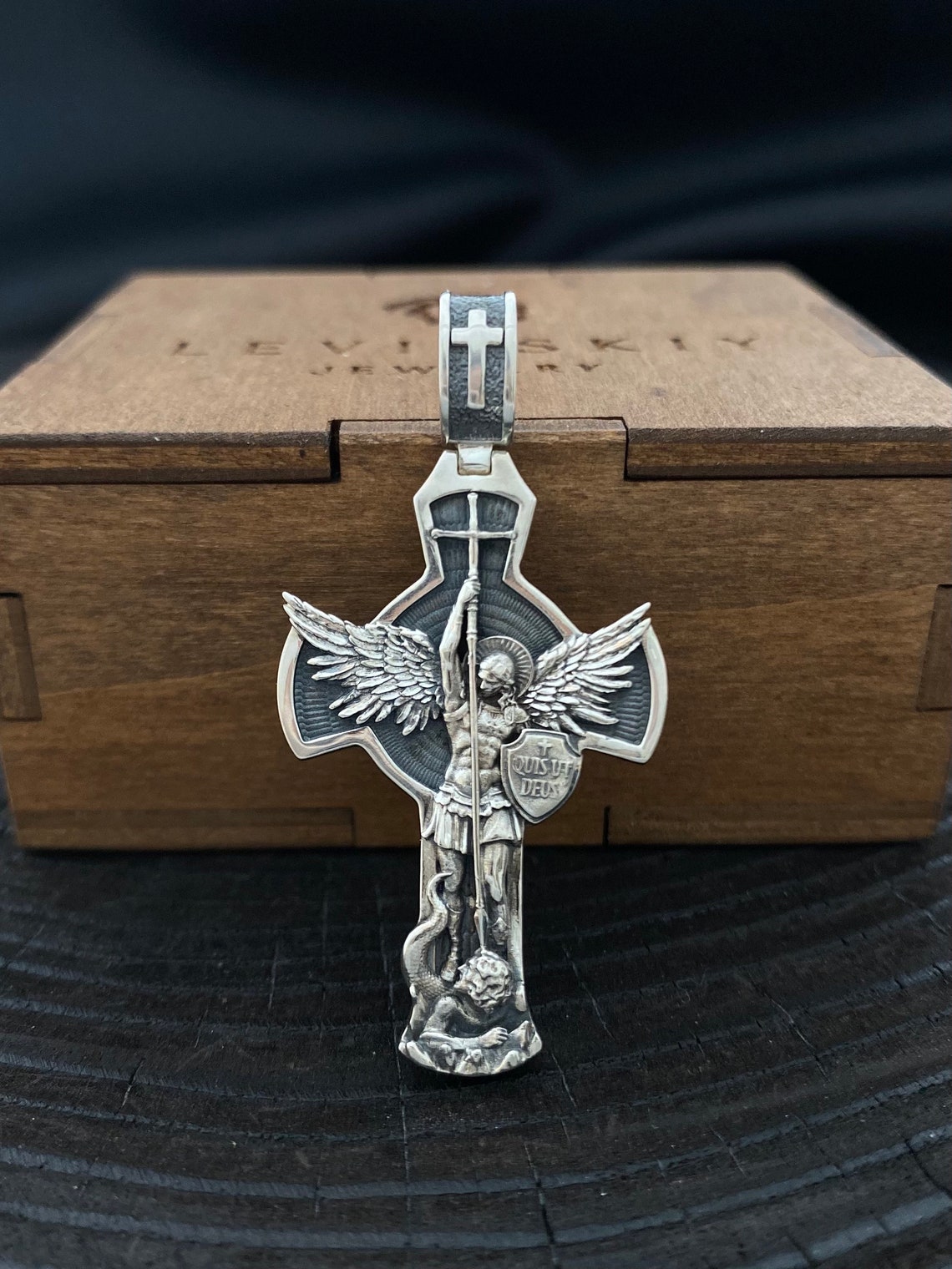 Personalized Archangel Saint Michael Cross Necklace Silver Archangel ...