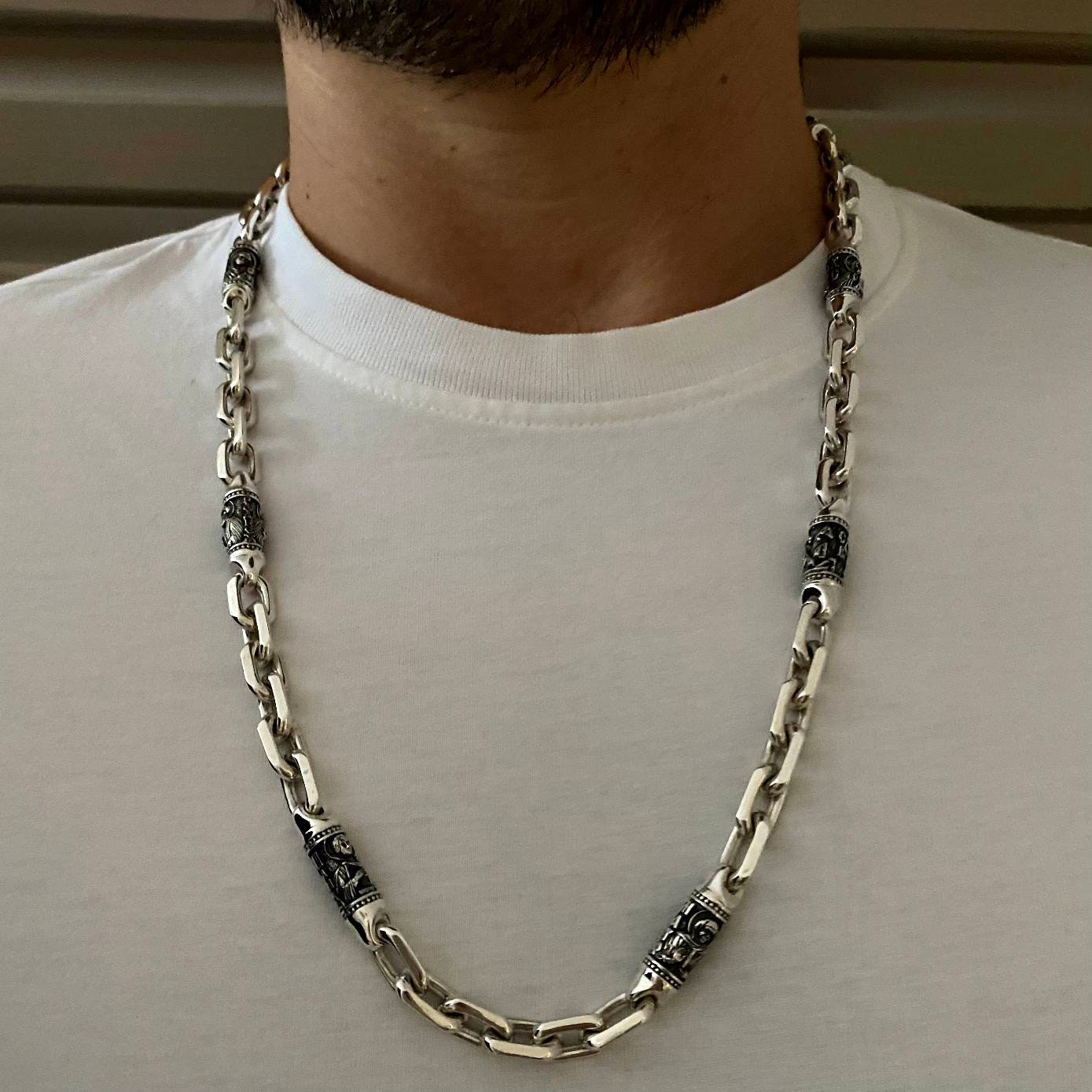 Silver Chain Anchor Chain With Inserts Depicting Faces of Saints ...