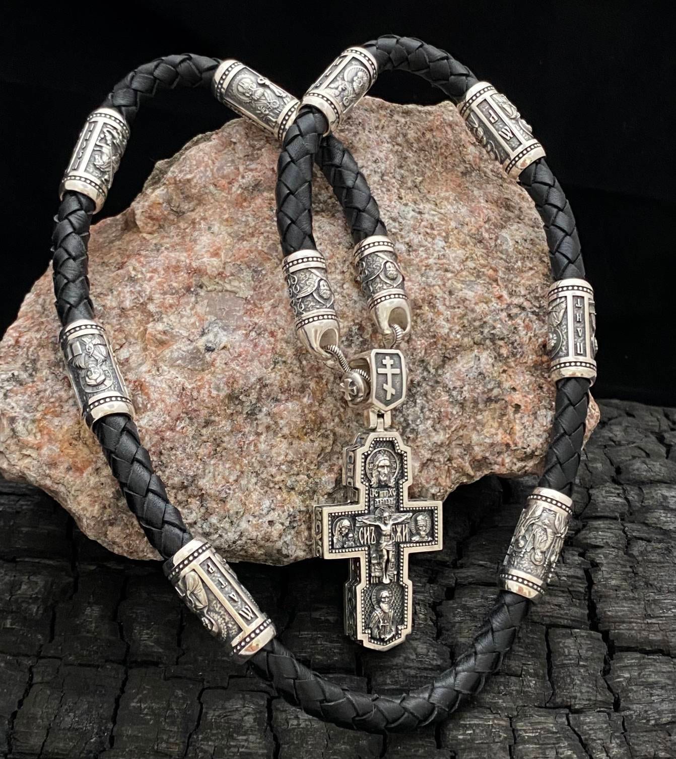 Orthodox Leather Lace With Blackened Sterling 925 Silver Inserts and a ...