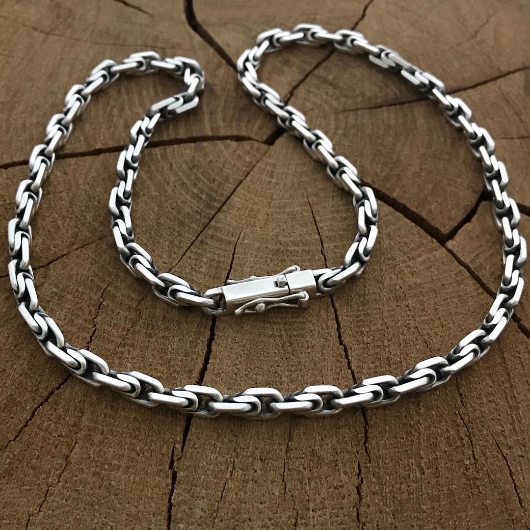 Silver Chain Kharkov Bit Silver Men's Chain Oxidized Byzantine Chain ...