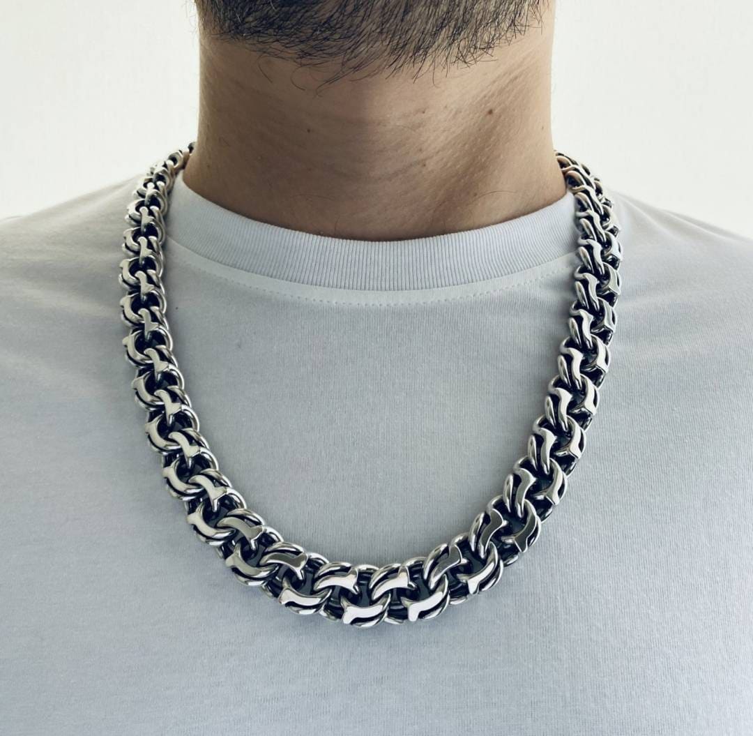 Kharkov Bismarck Silver Men's Chain Oxidized Byzantine Chain ,men ...