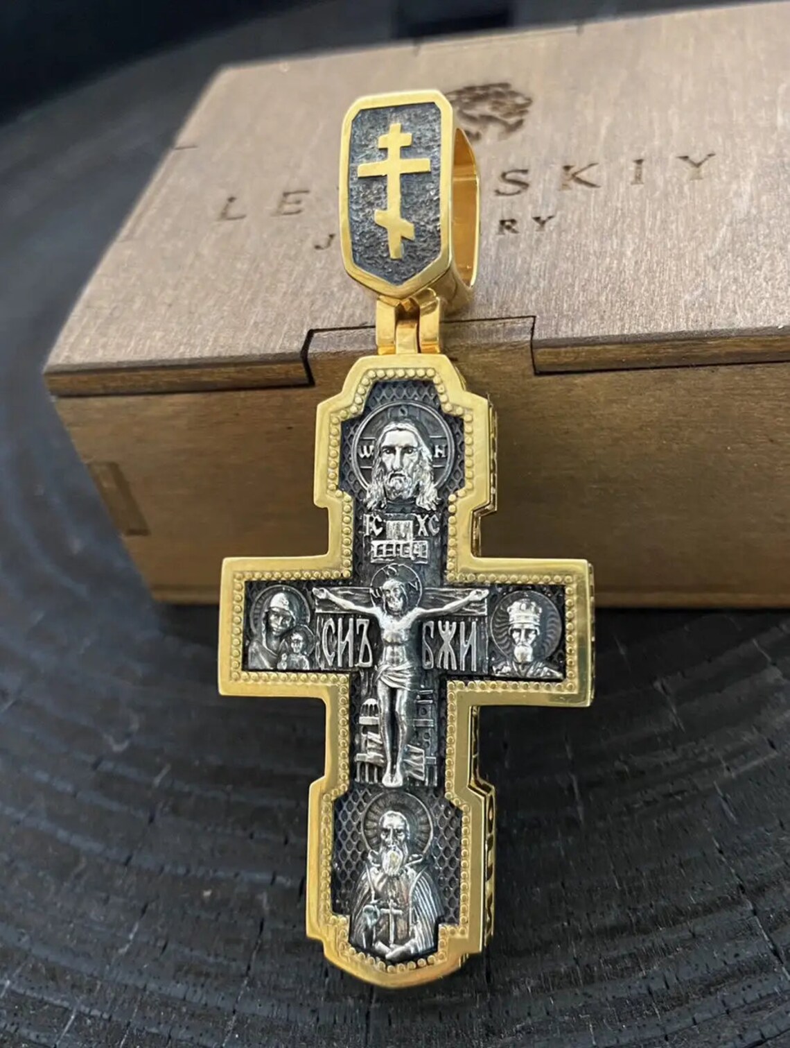 Blackened 24К Gold Plated 925 Sterling Silver Orthodox Cross - Etsy