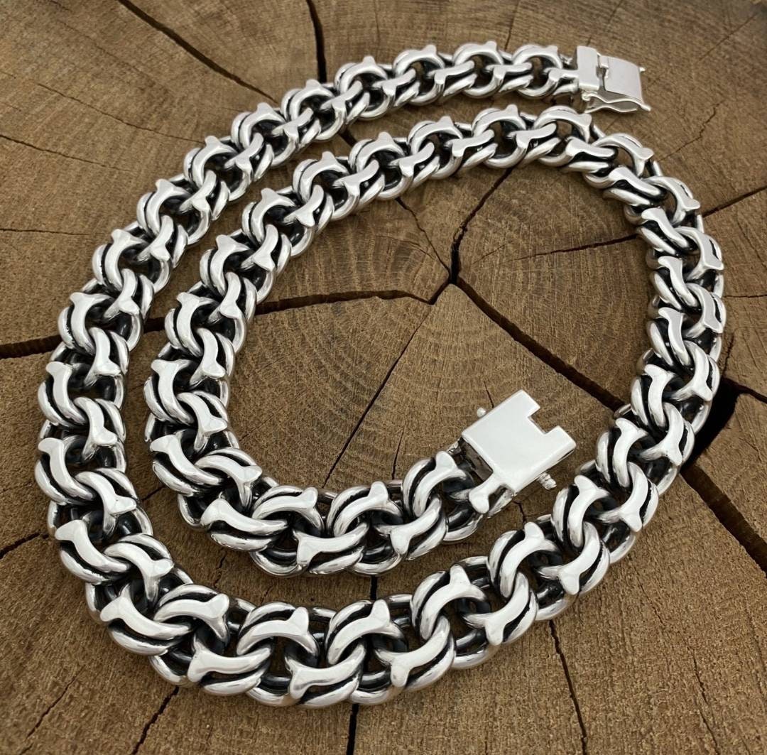 Kharkov Bismarck Silver Men's Chain Oxidized Byzantine Chain ,men ...