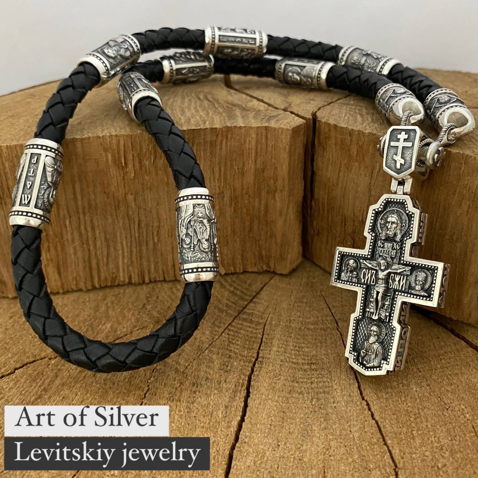 Orthodox Leather Lace With Blackened Sterling 925 Silver Inserts and a ...