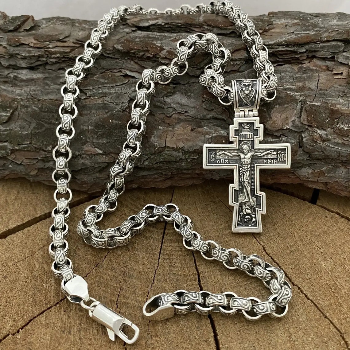 Men's Handmade 925 Sterling Silver Beltzer Chain With Pattern and ...