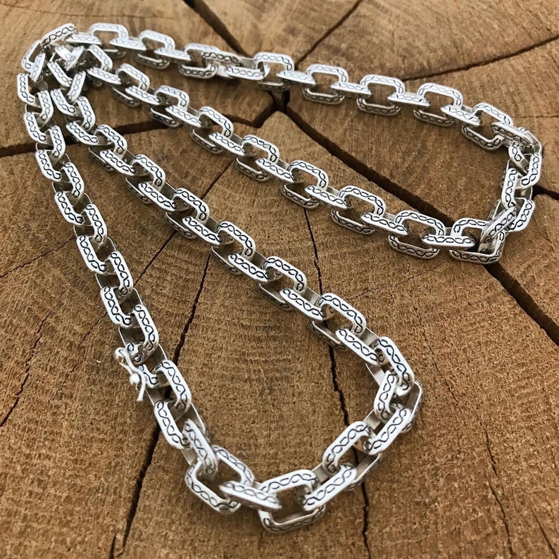 Silver Men's Chain With a Pattern Silver Men's Chain - Etsy