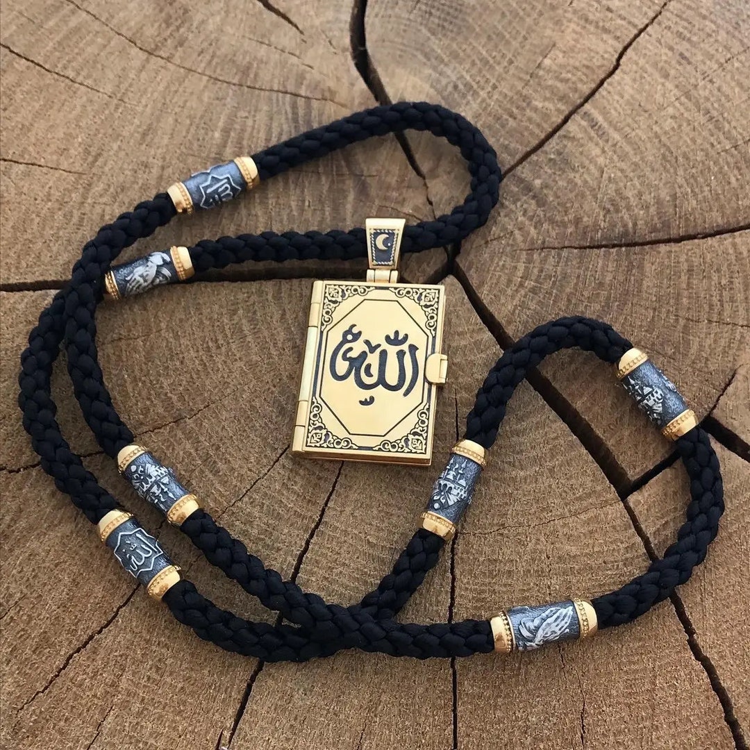 24K Gold Plated Sterling Silver Muslim Set Consisting of a Medallion ...