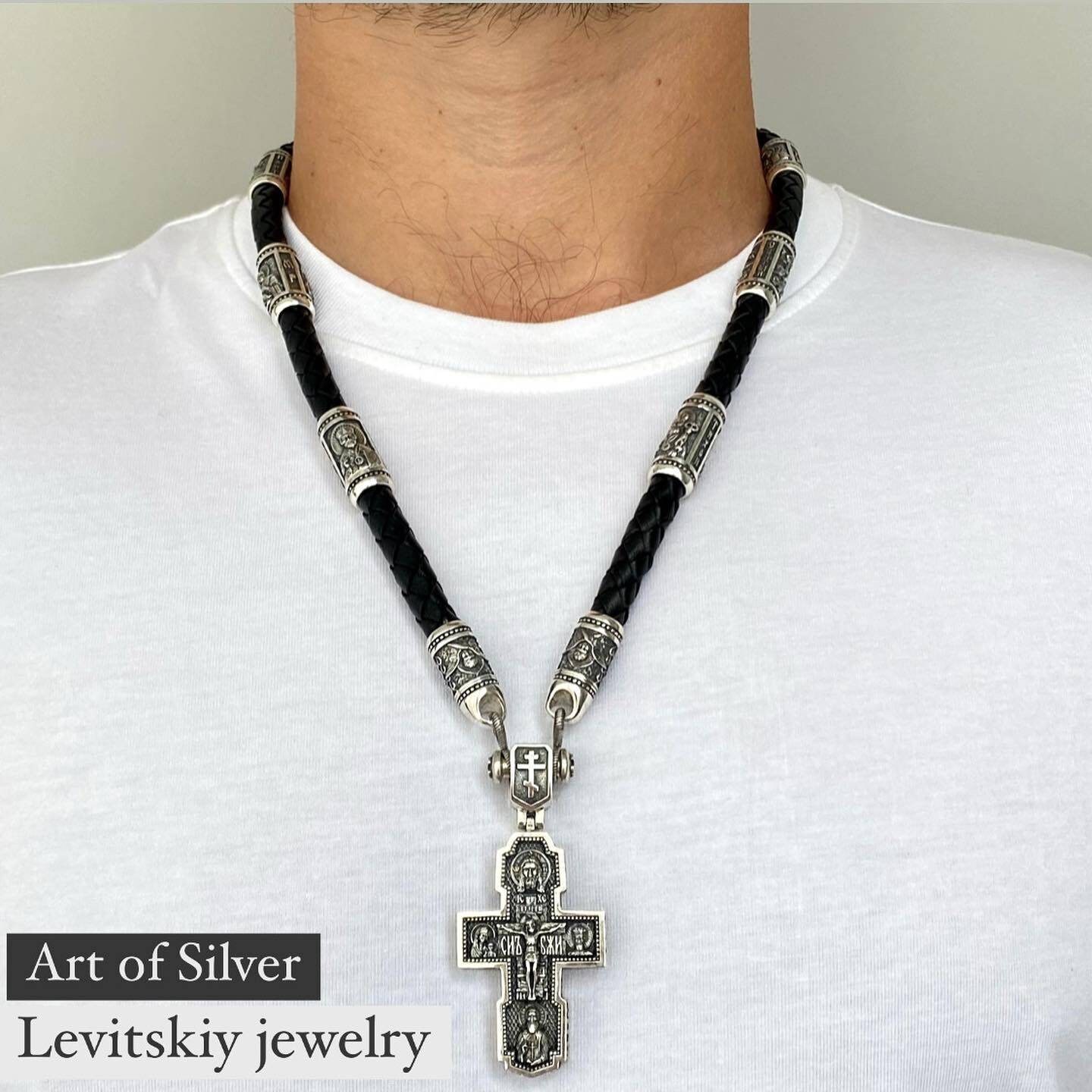 Orthodox Leather Lace With Blackened Sterling 925 Silver Inserts and a ...
