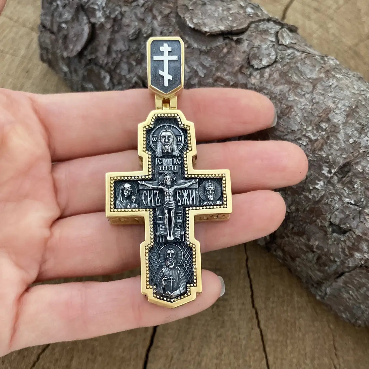 Blackened 24К Gold Plated 925 Sterling Silver Orthodox Cross - Etsy