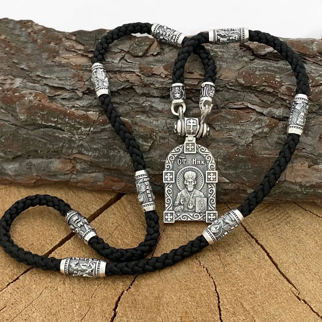 Orthodox Pendant Made of 925 Sterling Silver With Blackening Saint ...