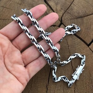 Silver Chain Kharkov Bit Silver Men's Chain Oxidized Byzantine Chain ...
