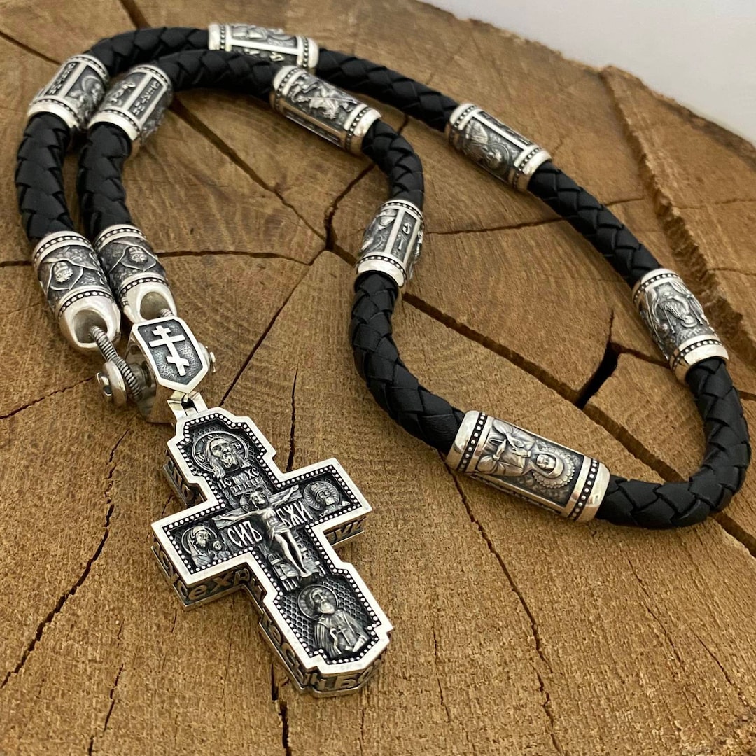 Orthodox Leather Lace With Blackened Sterling 925 Silver Inserts and a ...