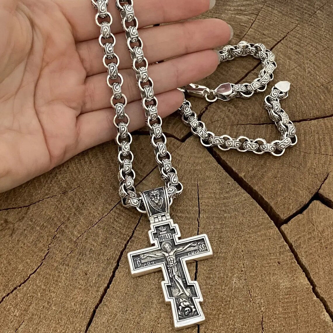 Men's Handmade 925 Sterling Silver Beltzer Chain With Pattern and ...