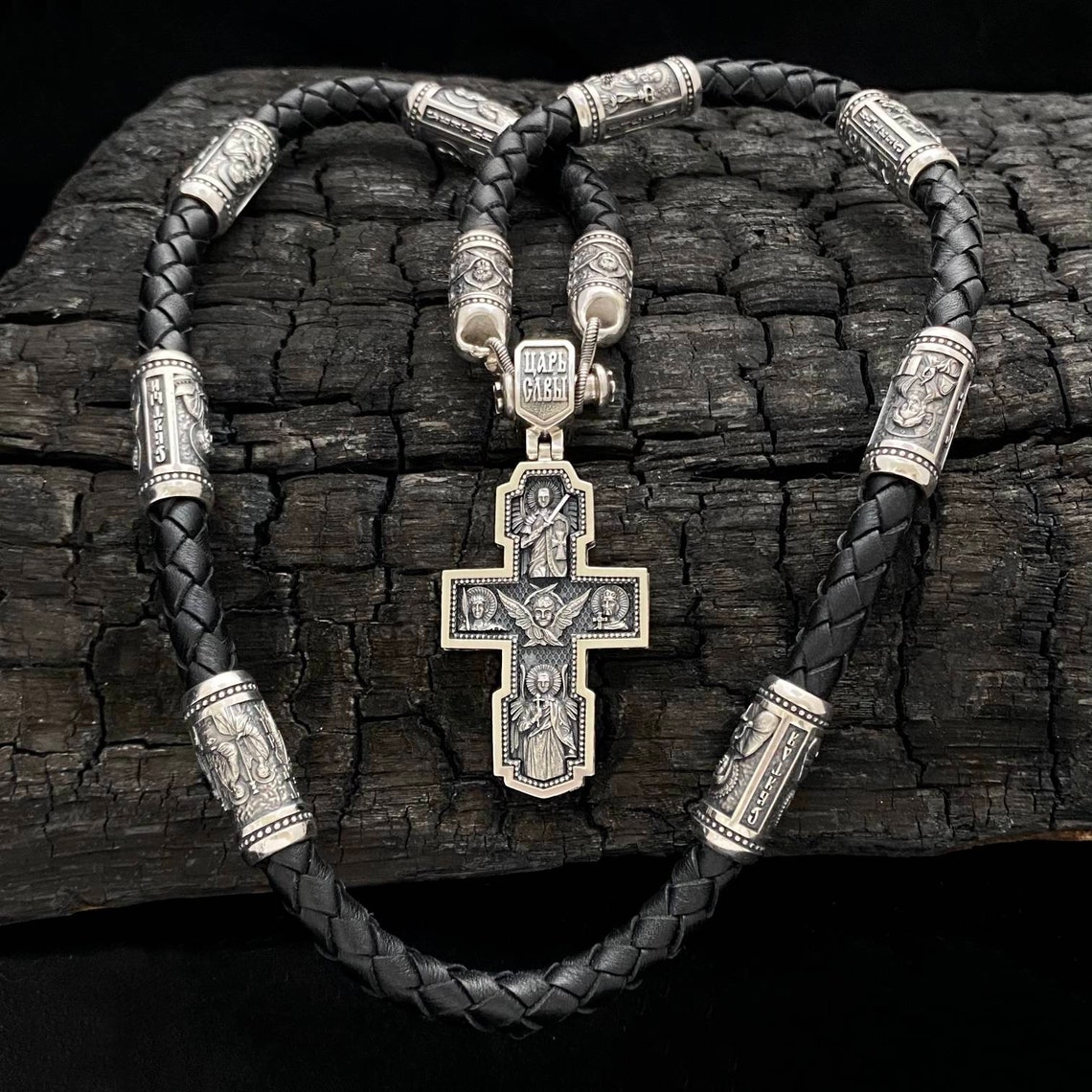 Orthodox Leather Lace With Blackened Sterling 925 Silver Inserts and a ...
