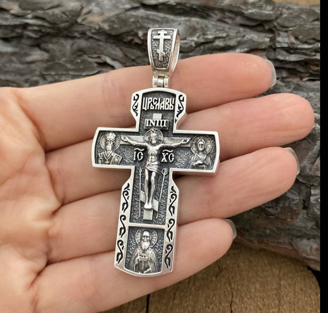 Personalized Handmade 925 Sterling Silver Orthodox Cross save and ...