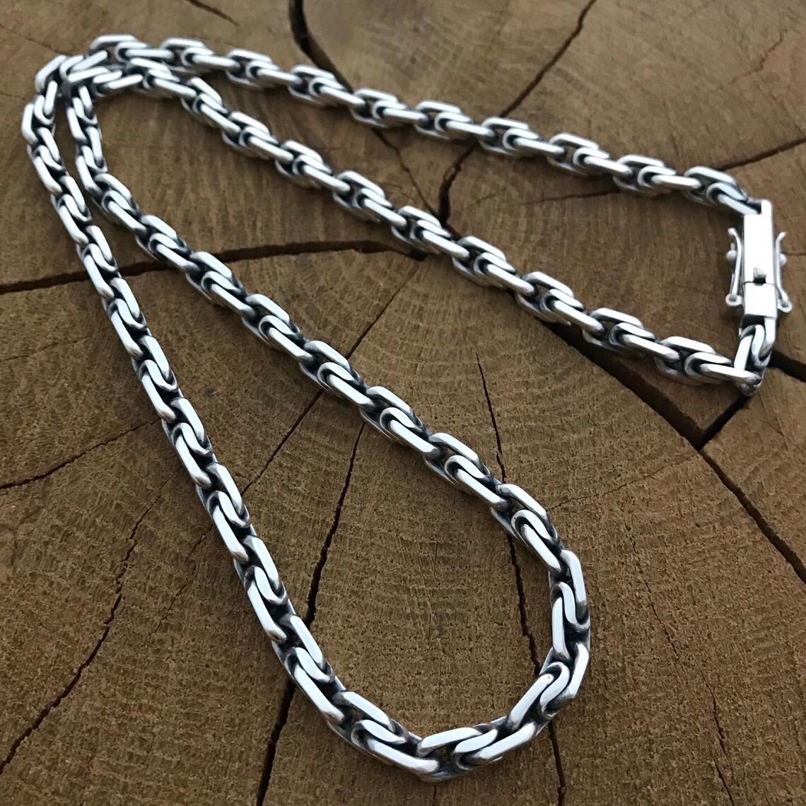 Silver Chain Kharkov Bit Silver Men's Chain Oxidized Byzantine Chain ...