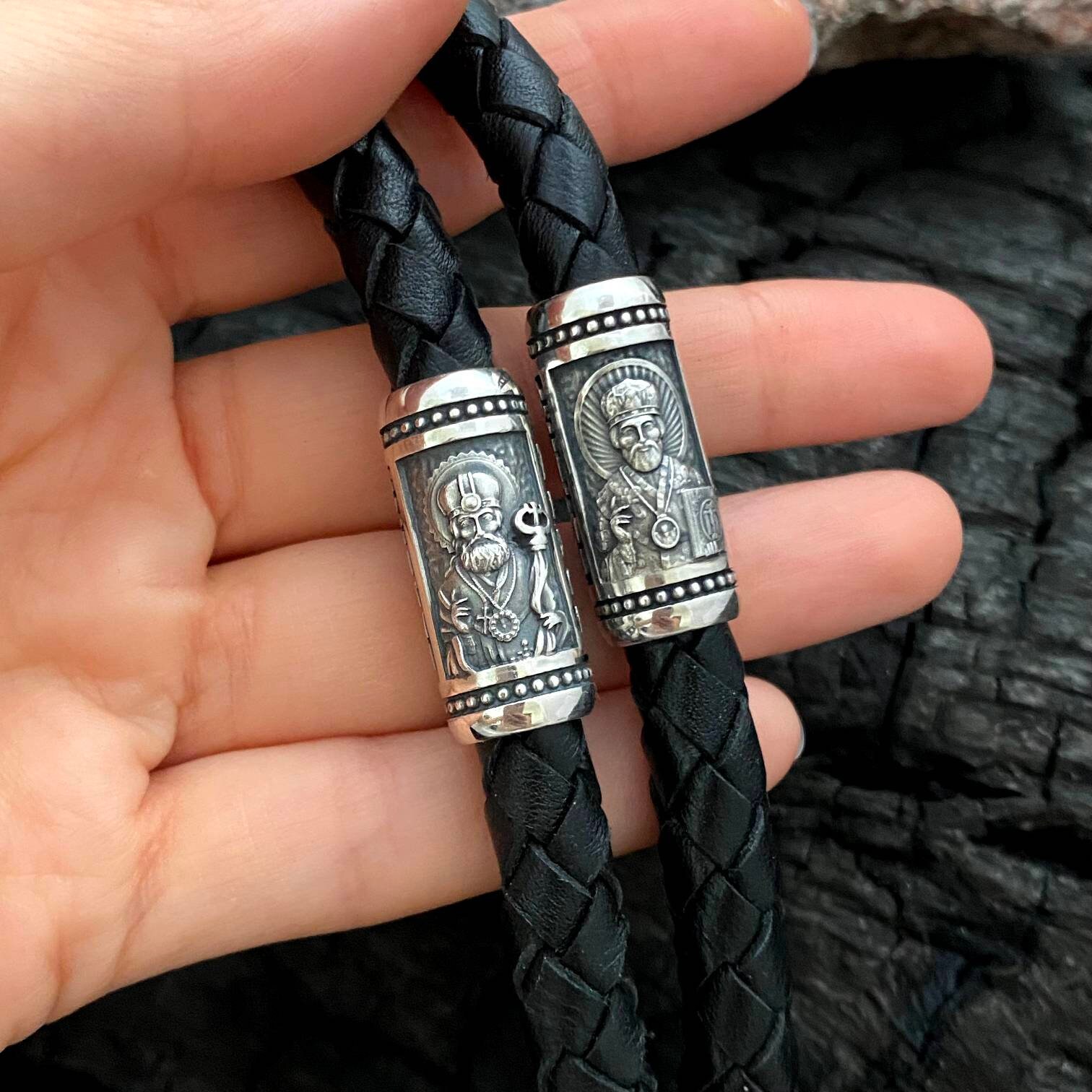 Orthodox Leather Lace With Blackened Sterling 925 Silver Inserts and a ...