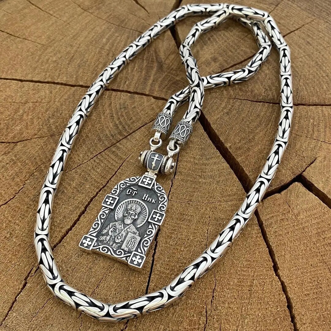 Silver 925 Fox Tail Chain With Adapter + Saint Nicholas the ...