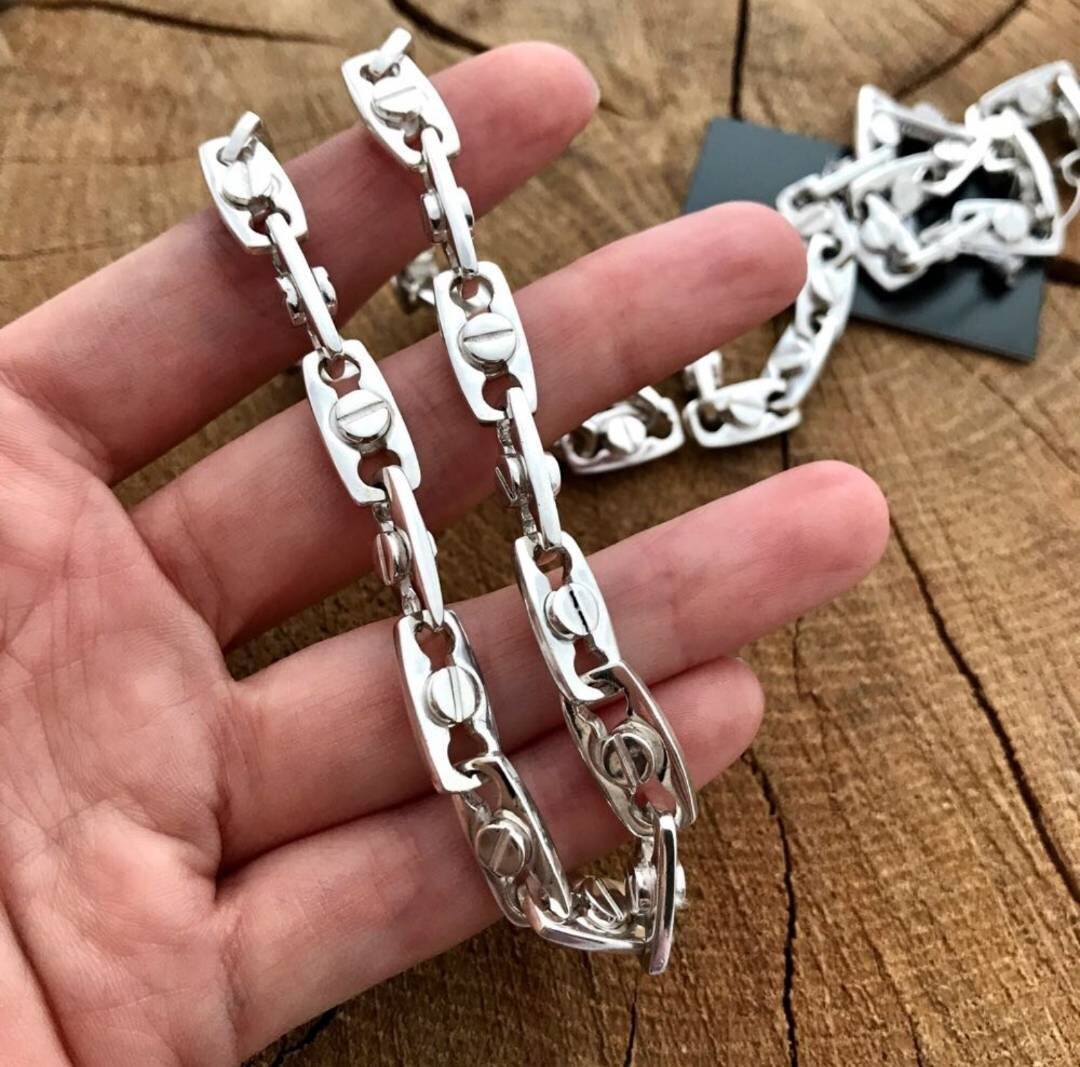 Silver Chain Injection Chain With Bolts - Etsy Canada