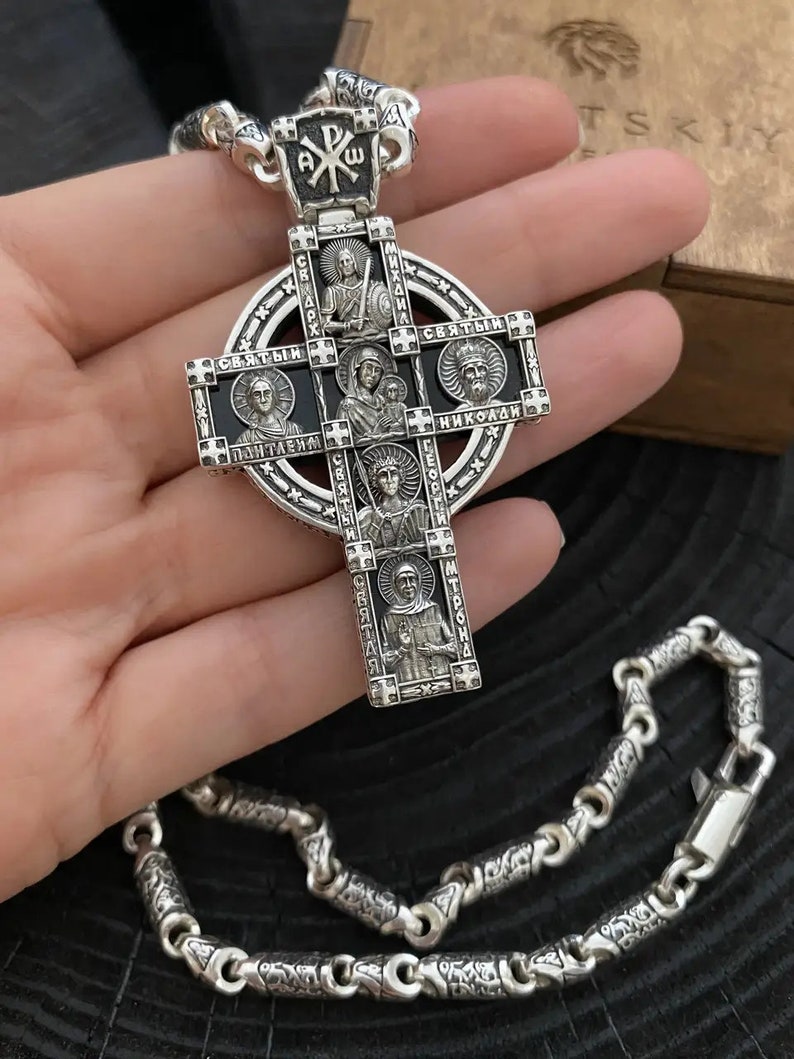Handmade 925 Sterling Silver Chain and Pendant Orthodox Silver Cross ...