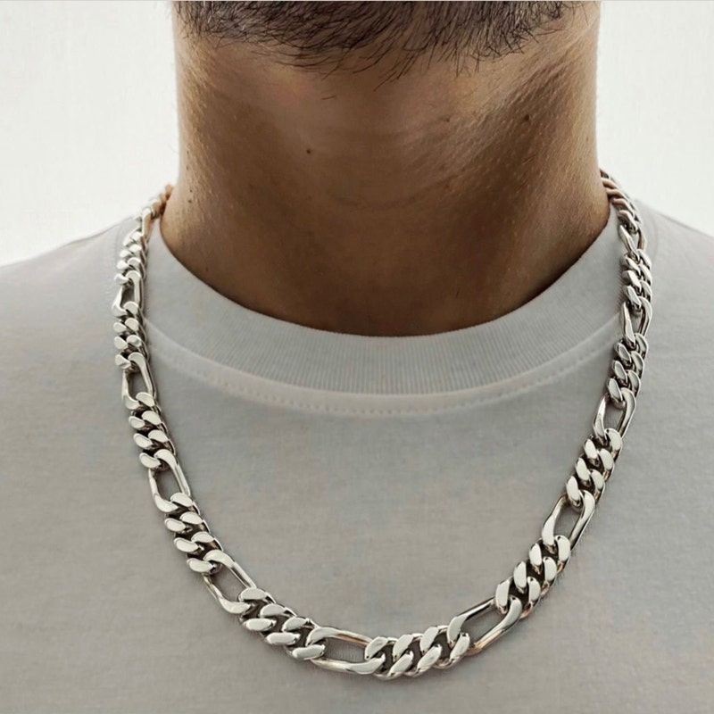 Mens Silver Figaro Chain - Etsy