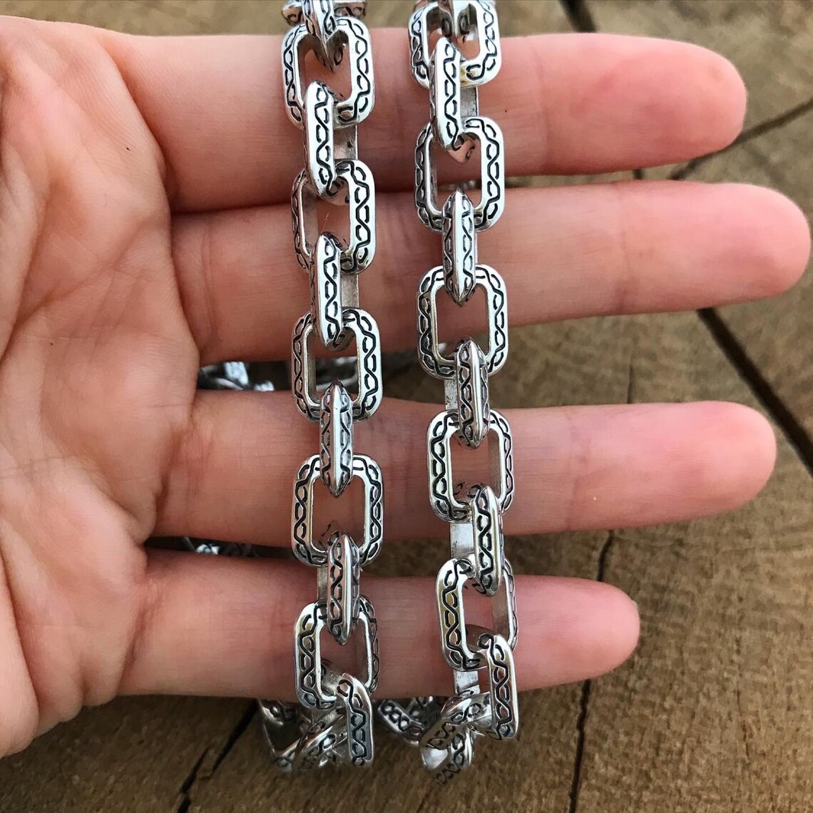 Silver Men's Chain With a Pattern Silver Men's Chain - Etsy