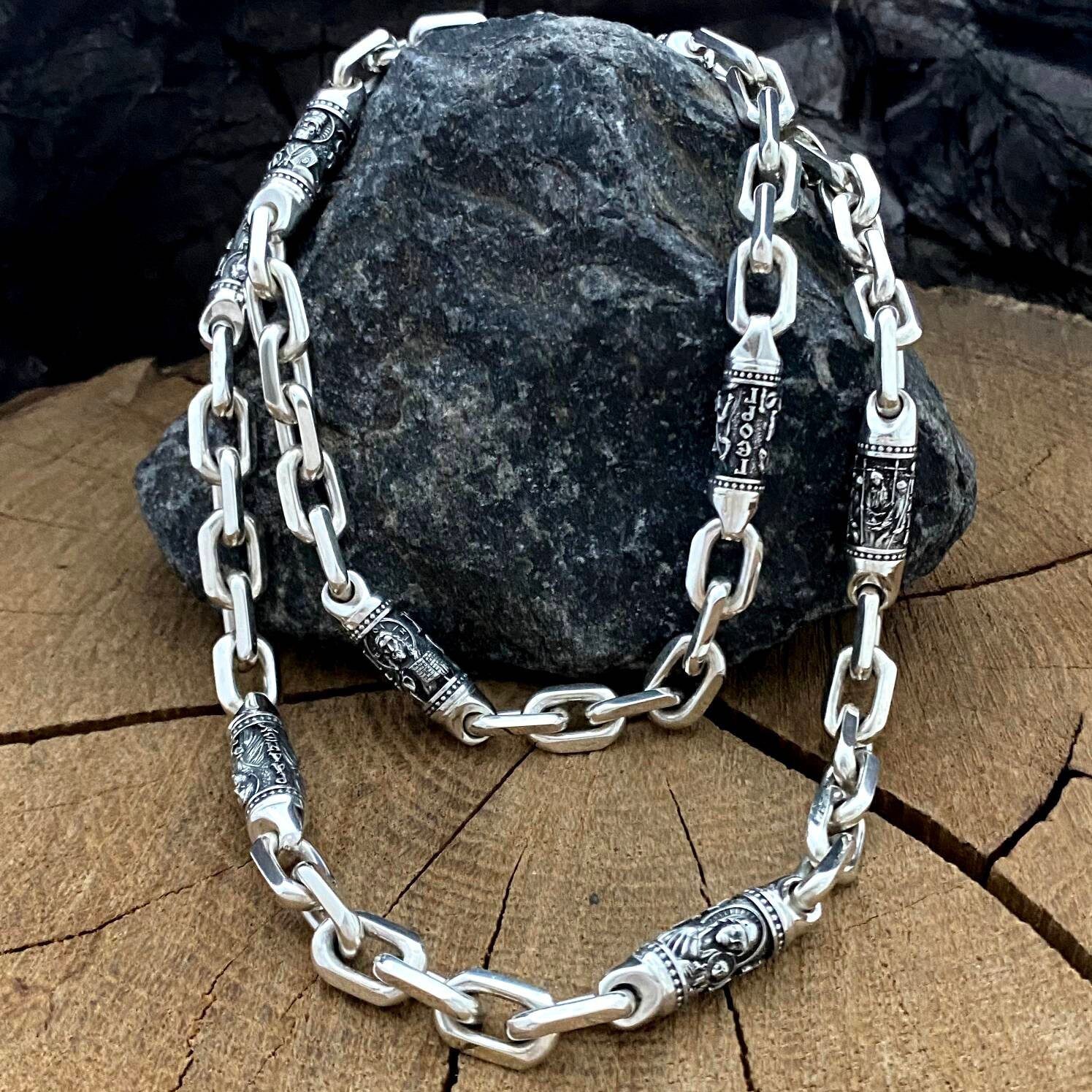 Silver Chain Anchor Chain With Inserts Depicting Faces of Saints ...