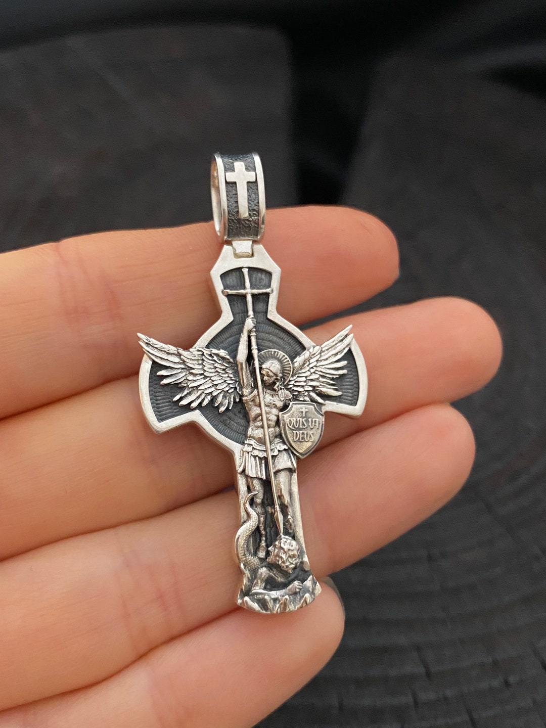 Personalized Archangel Saint Michael Cross Necklace Silver Archangel ...