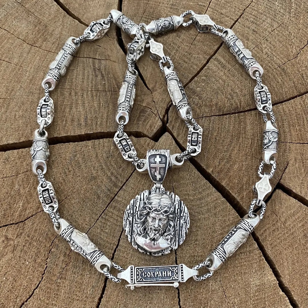 Sterling 925 Silver Orthodox Chain With Images of Saints and Jesus ...