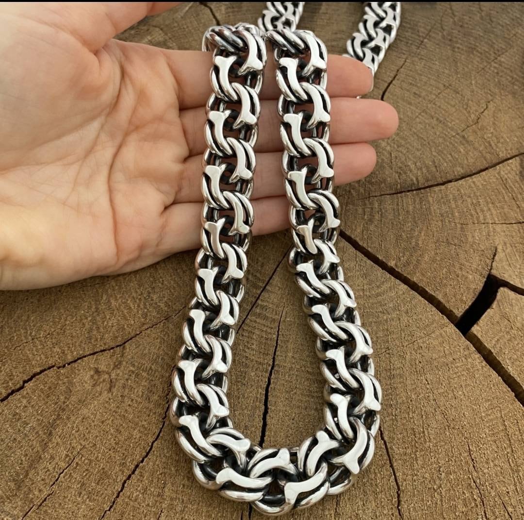 Kharkov Bismarck Silver Men's Chain Oxidized Byzantine Chain ,men ...