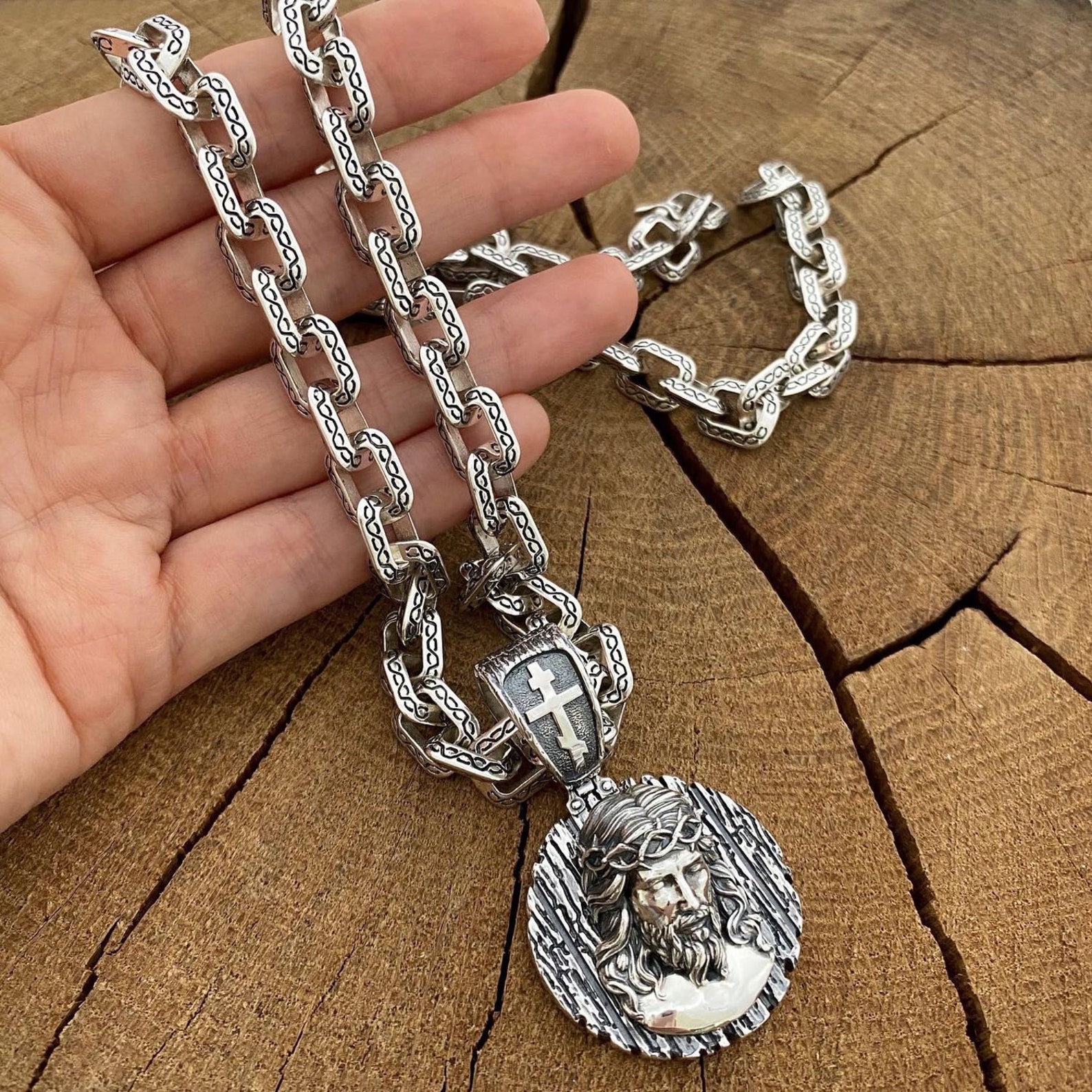 Designer 925 Sterling Silver Chain With Jesus Christ Pendant ...