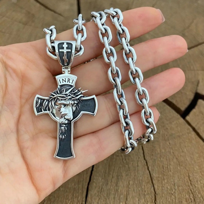Men's Orthodox Set Consisting of 925 Sterling Silver Anchor Chain With ...
