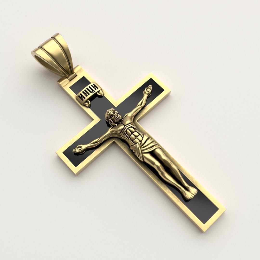 14K Gold Plated 585 Gold Orthodox Cross Pendant With Emal (accessories ...