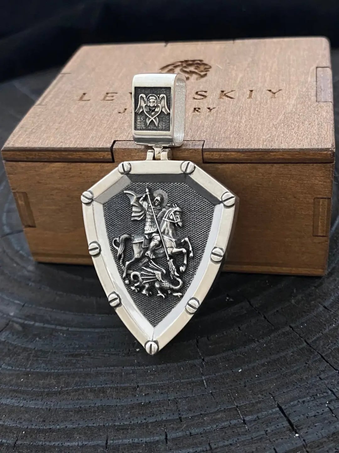 Silver Pendant - Shield of St. George the Victorious With Prayer ...