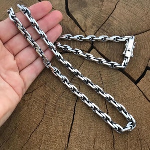 Silver Chain Kharkov Bit Silver Men's Chain Oxidized Byzantine Chain ...