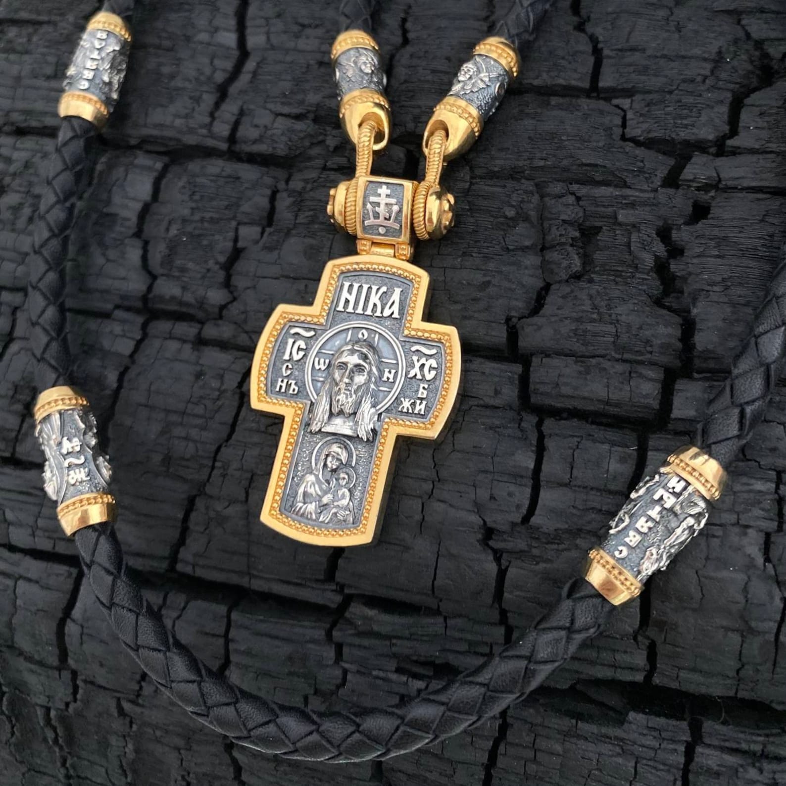 Silk Lace With Orthodox 24K Gold-plated Silver Inserts and the Cross ...