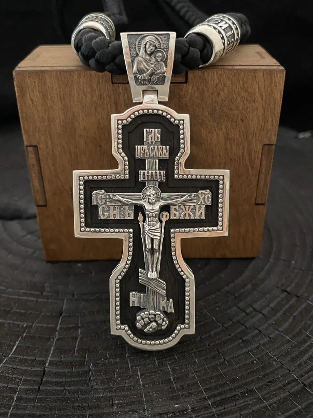 Silver 925 Pectoral Cross With Ebony Wood Crucifixion of Christ,cross ...