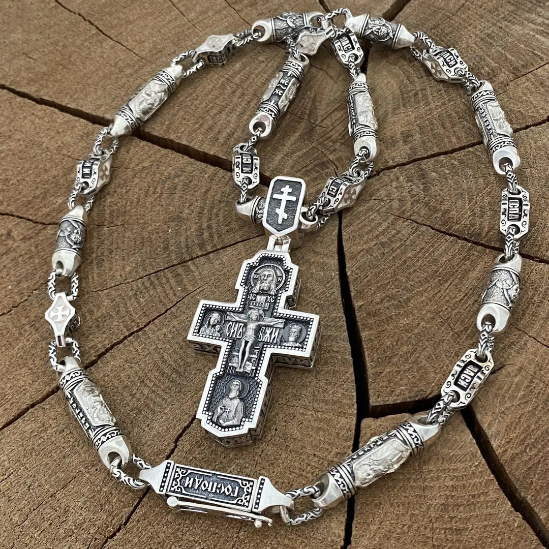 Silver 925 Orthodox Chain With Cross (accessories, Men's Gift) - Etsy
