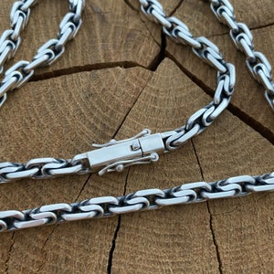 Silver Chain Kharkov Bit Silver Men's Chain Oxidized Byzantine Chain ...
