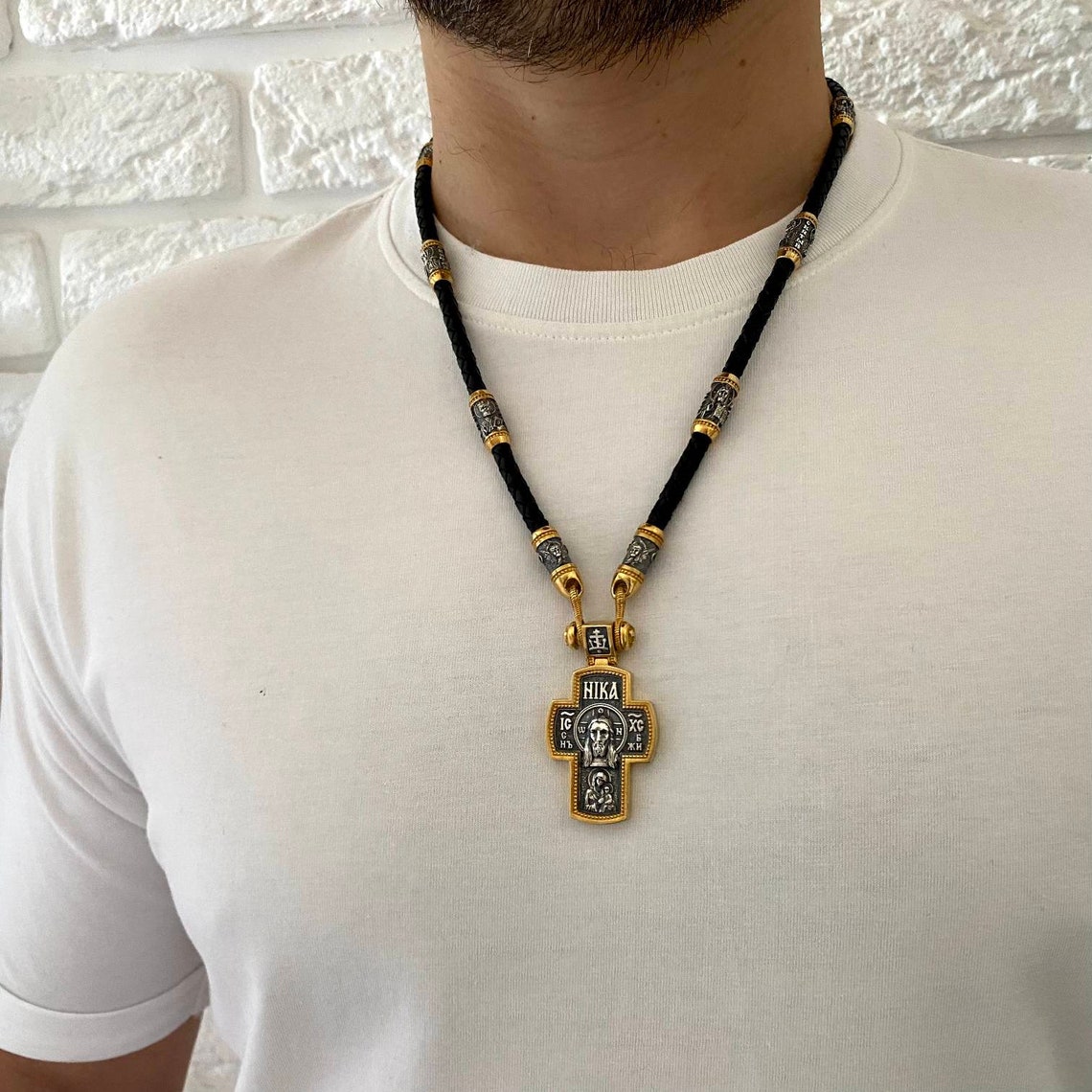 Silk Lace With Orthodox 24K Gold-plated Silver Inserts and the Cross ...