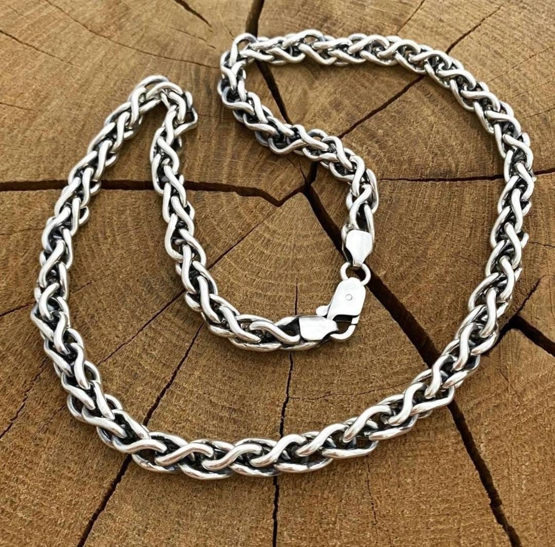 Silver Men's Braided Chain Silver Men's Chain Byzantine Chain ,men ...