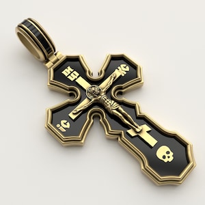 14K Gold Plated 585 Gold Orthodox Cross Pendant With Emal (accessories ...